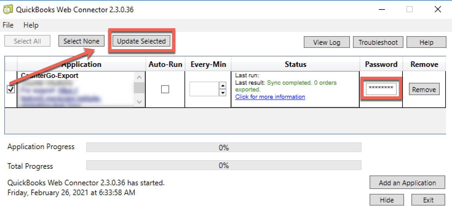 Web Connector Password For QuickBooks Integration
